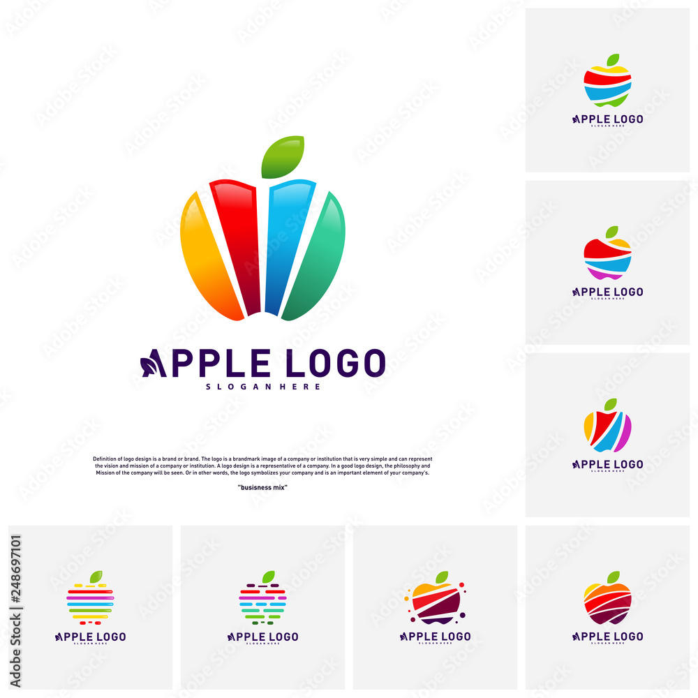 Set of Colorful Apple logo design concept vector. Fruit Apple Creative ...