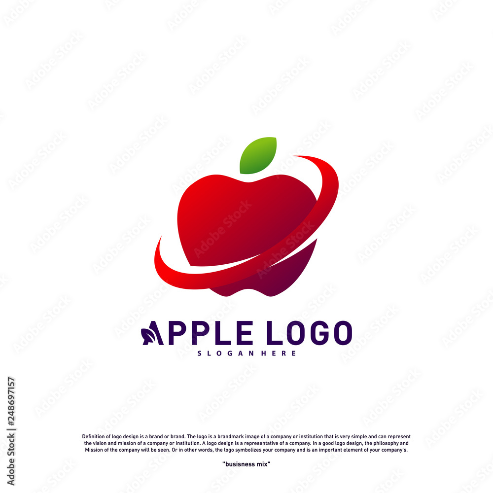 Apple Swoosh logo design concept vector. Fruit Apple Creative Logo ...