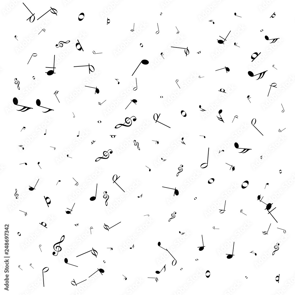 Music notes. Mensural musical notation. Black notes symbols. Music ...