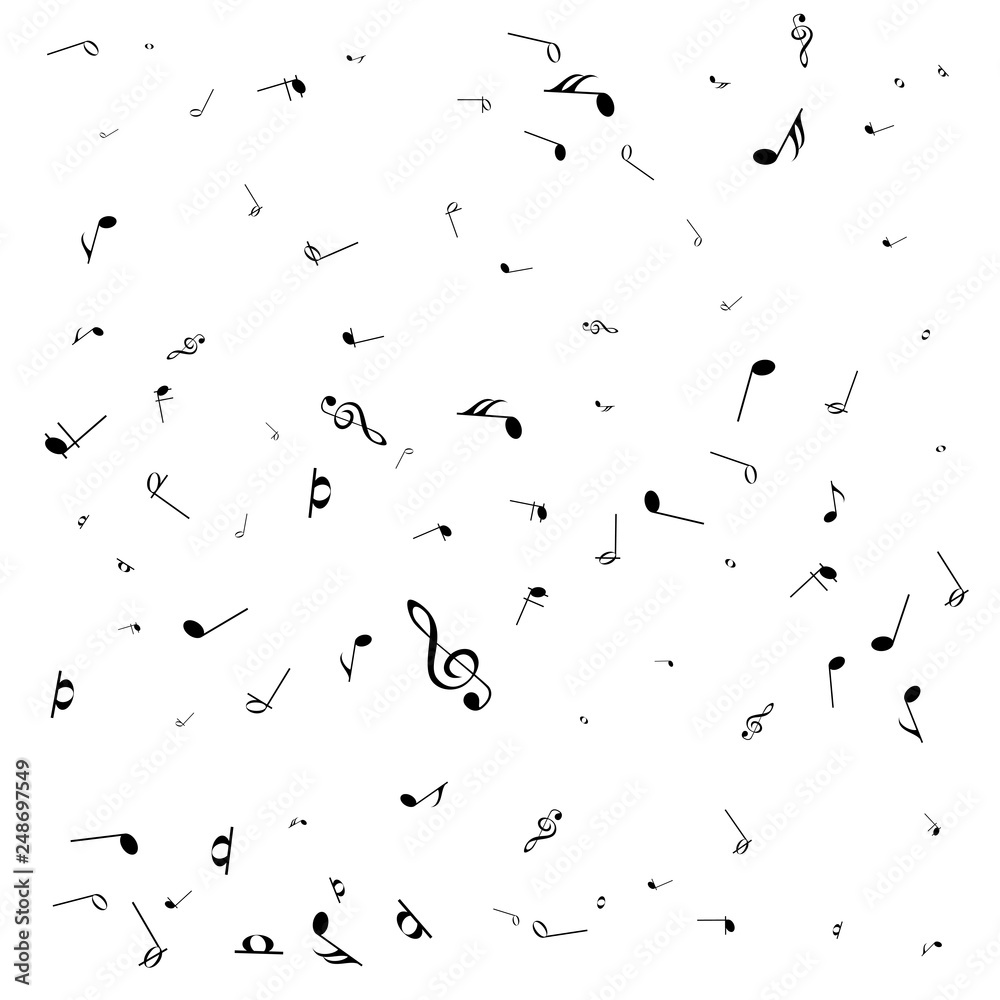 Music notes. Mensural musical notation. Black notes symbols. Music ...