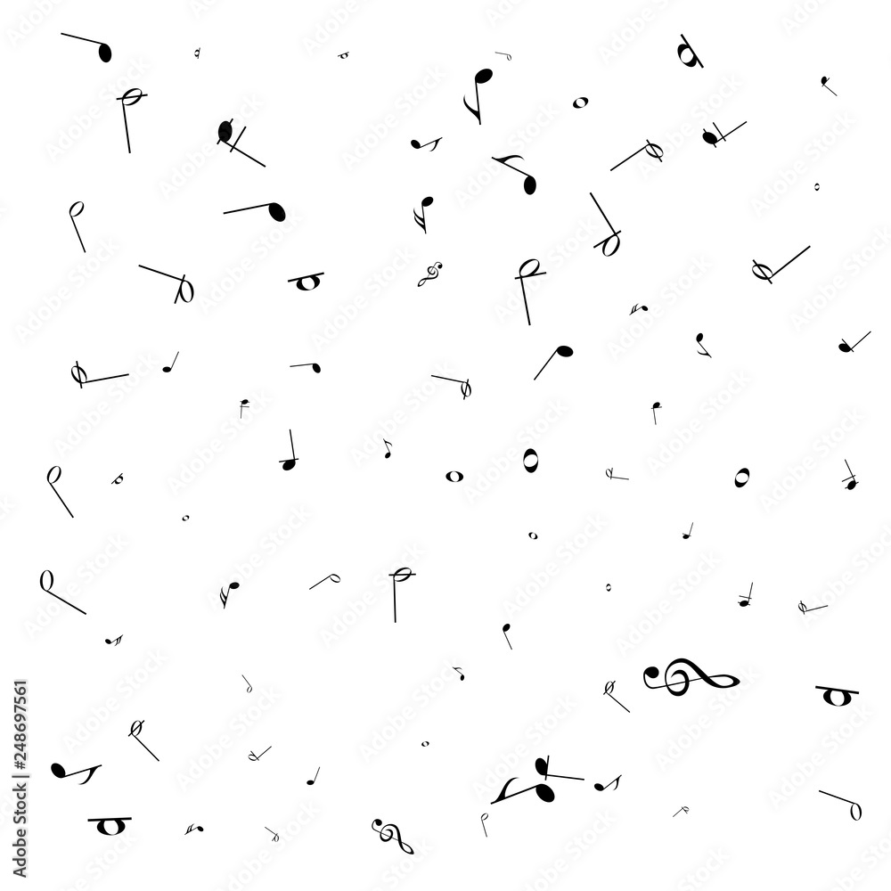 Music notes. Mensural musical notation. Black notes symbols. Music ...