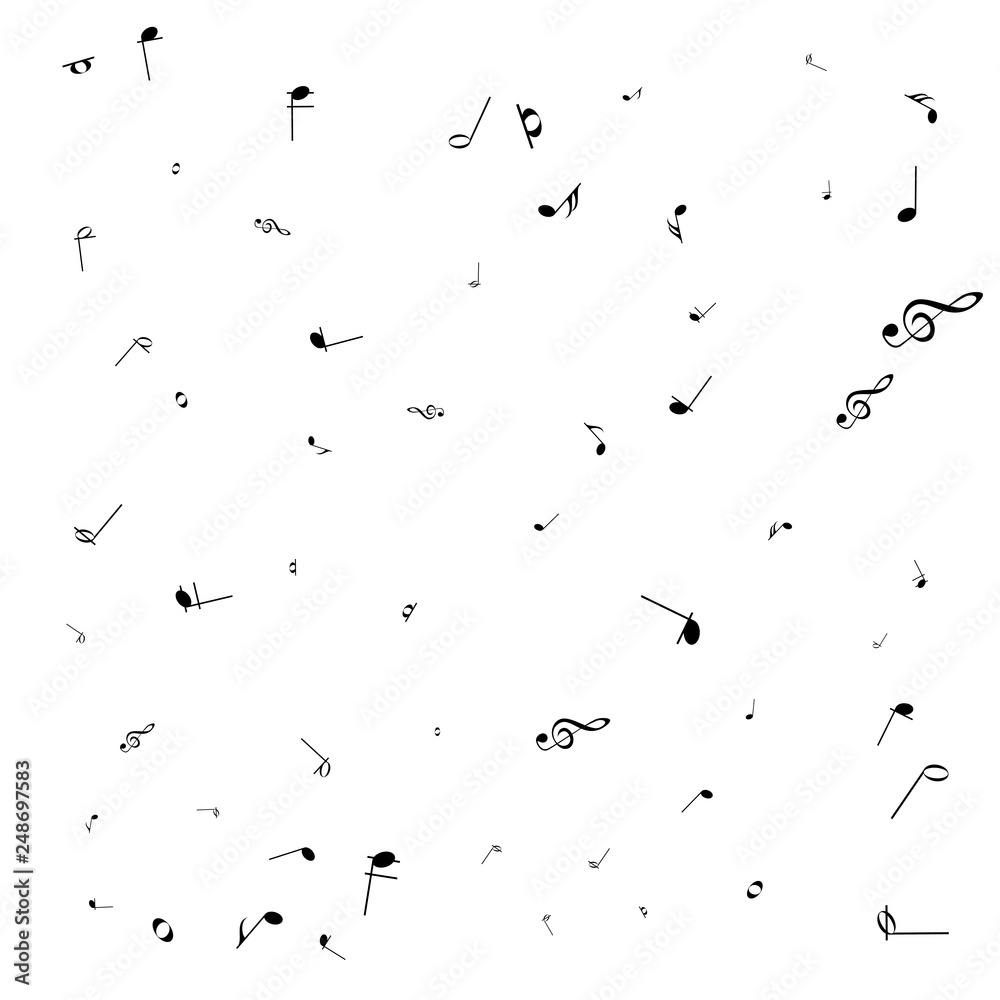 Music notes. Mensural musical notation. Black notes symbols. Music ...