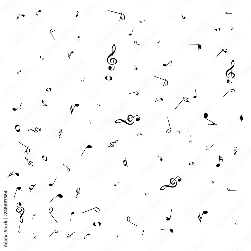 Music notes. Mensural musical notation. Black notes symbols. Music ...