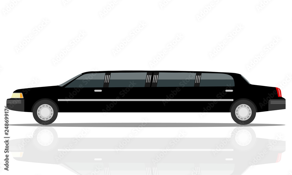 Black luxurious limousine vector illustration isolated on white ...