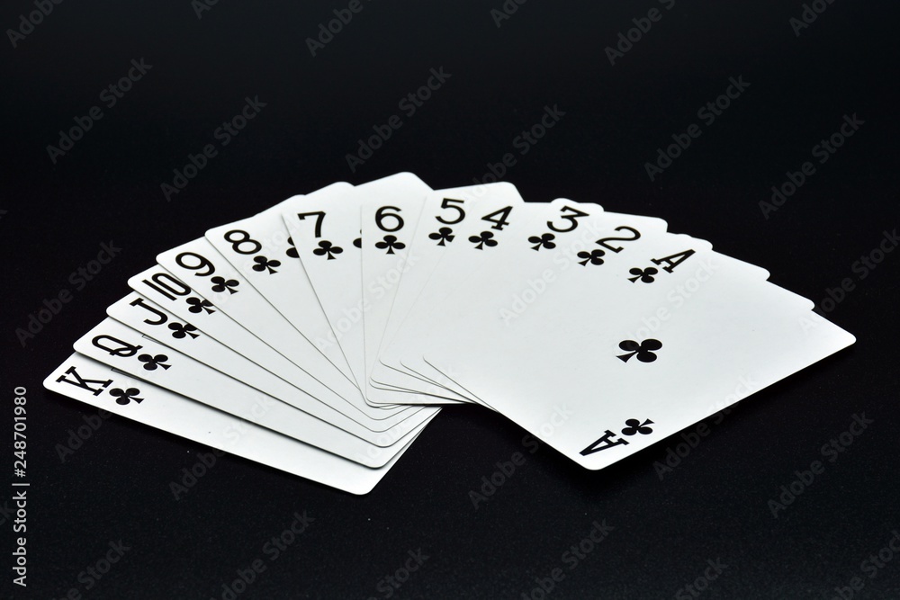 cartas de treboles de baraja de poker Stock Photo | Adobe Stock