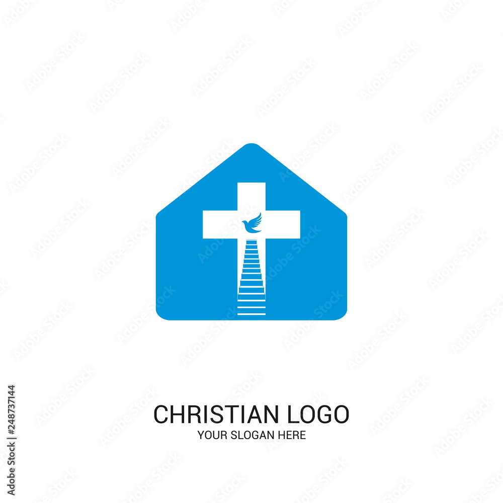 Christian church logo. Bible symbols. The Church of Christ, the cross ...