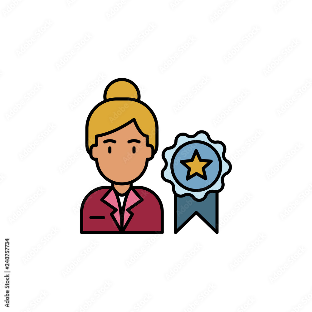 girl, achievement, bagde icon. Element of feminism illustration ...