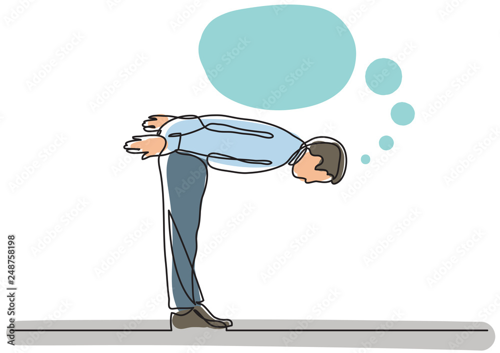 continuous line drawing of business person - bowing down Stock Vector | Adobe Stock