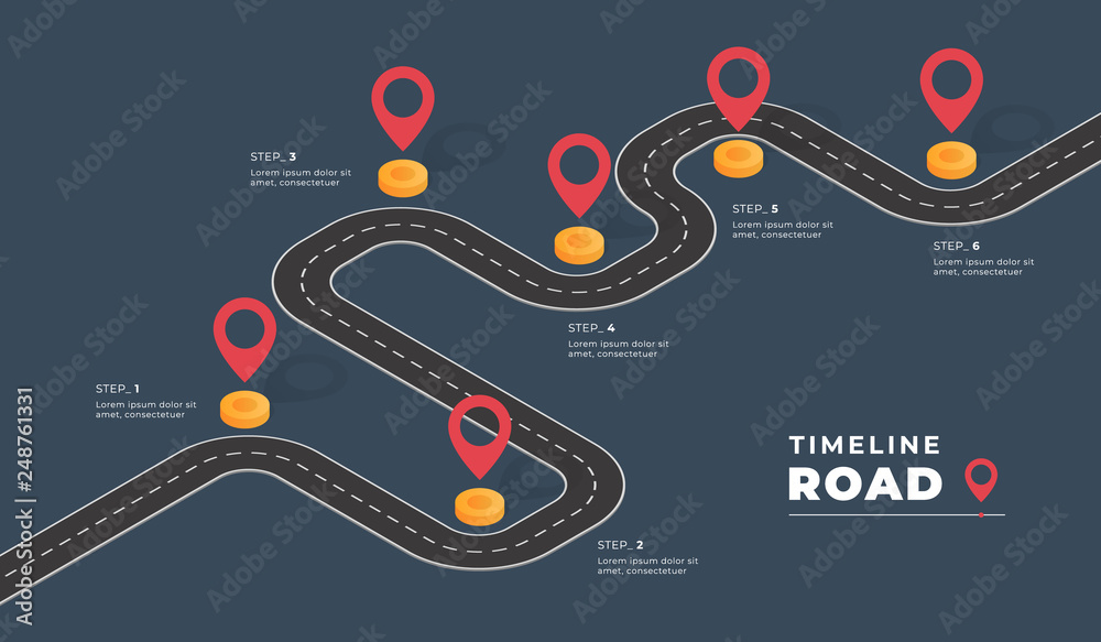 Isometric navigation map infographic. Winding road. Vector illustration ...