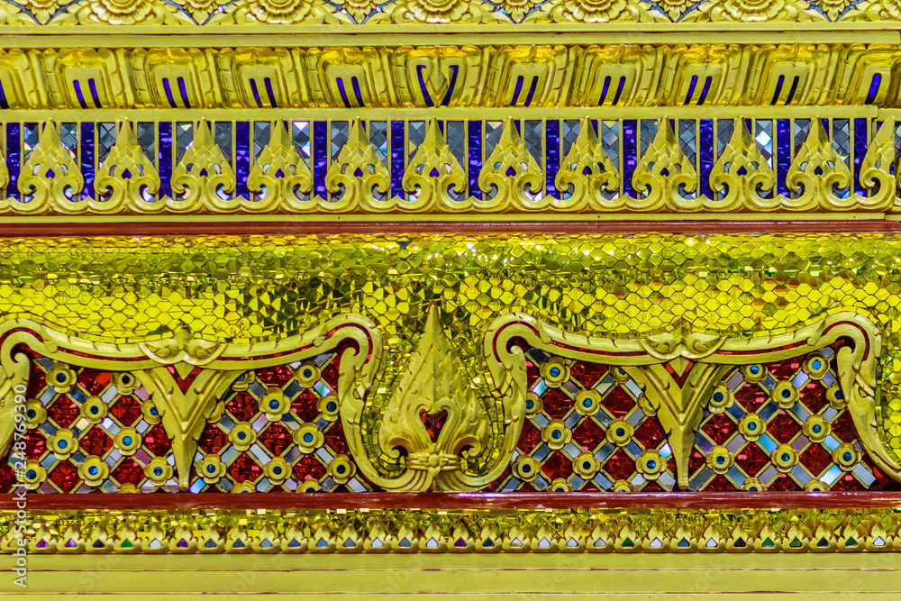 Beautiful golden base of the movable throne in Thai's style patterns ...