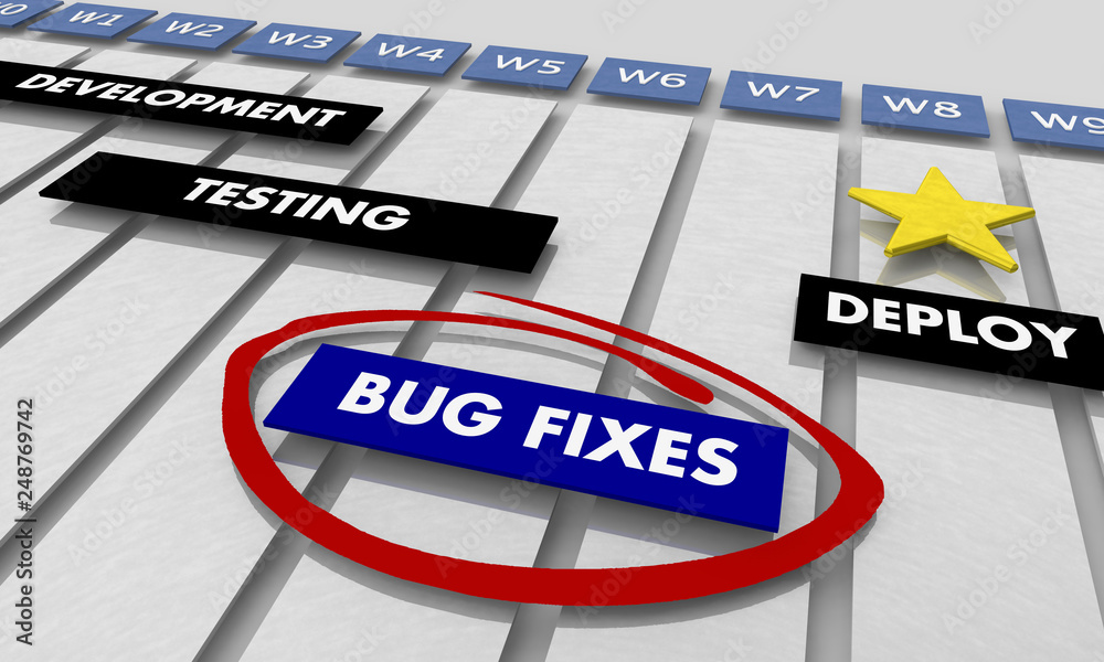 Bug Fixes Development Stage Timeline Gantt Chart 3d Illustration Stock ...