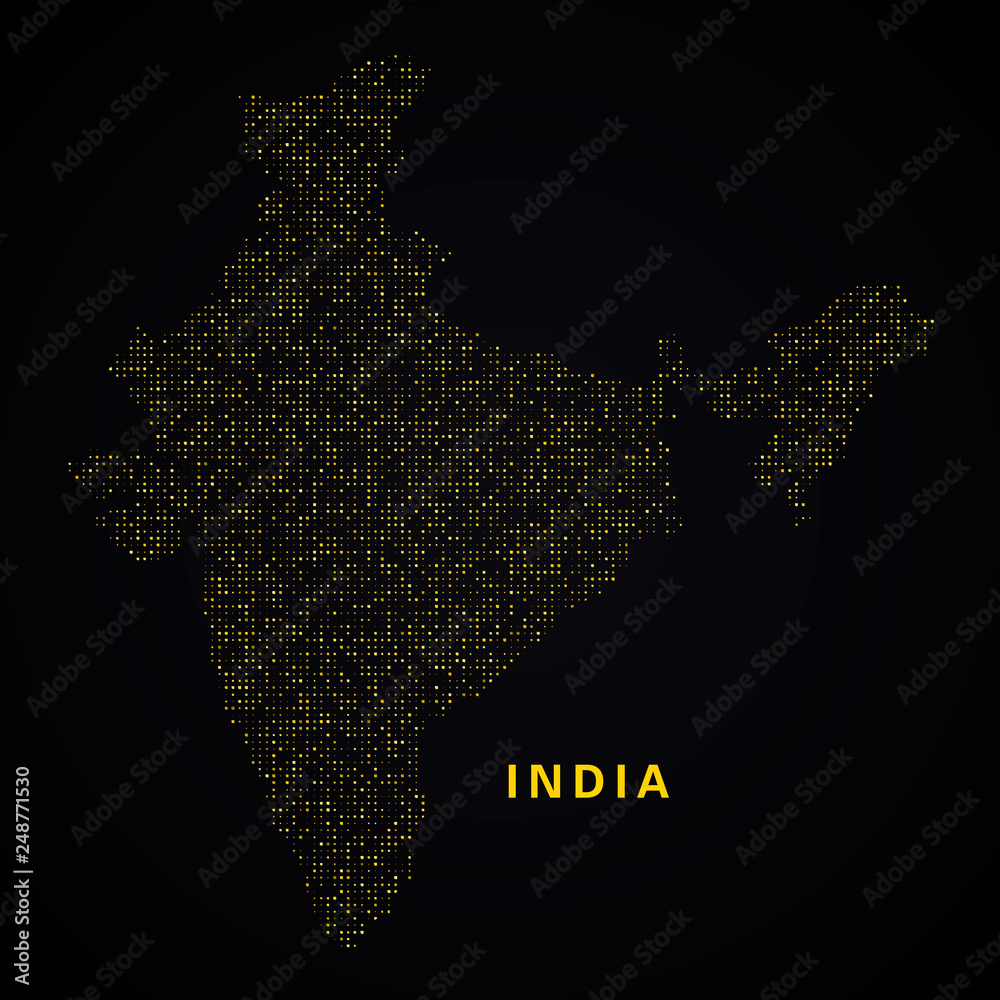 India map of golden glitters. Modern element geography. Stock Vector ...