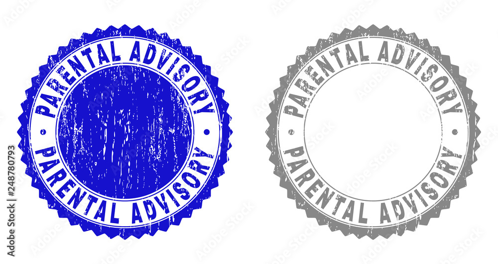 Grunge PARENTAL ADVISORY stamp seals isolated on a white background ...