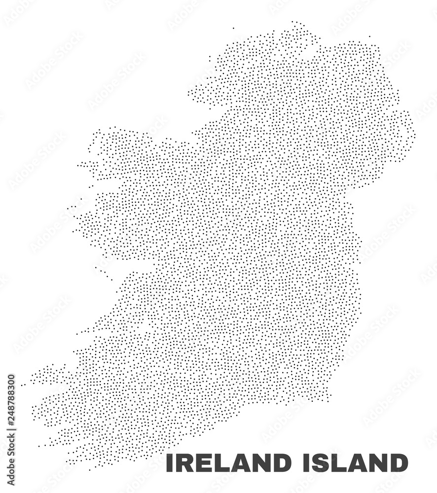 Ireland Island map designed with small points. Vector abstraction in ...