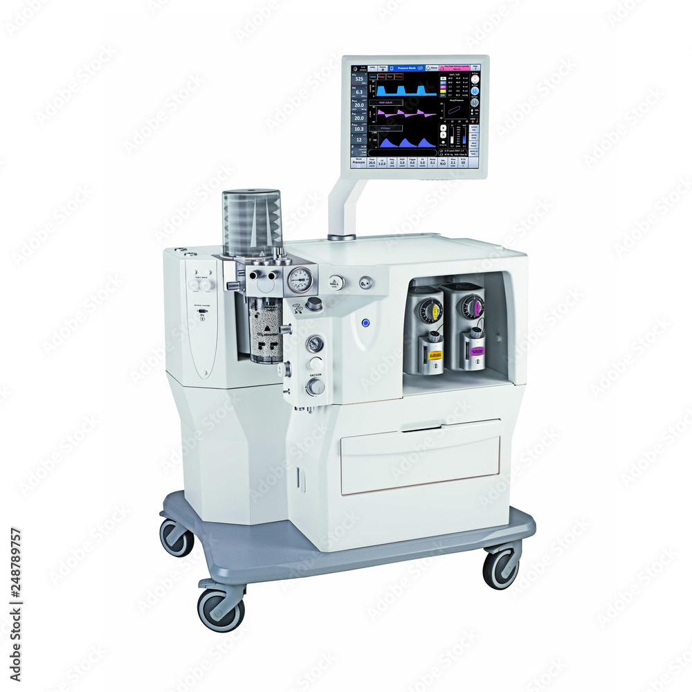 Anaesthetic Machine and Patient Monitoring System Isolated on White ...