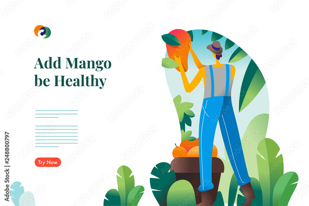 Mango farm mockup web design Stock Vector | Adobe Stock