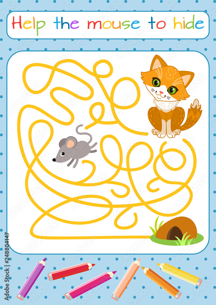 Help the little mouse escape from the cat. Labyrinth. Maze game for ...