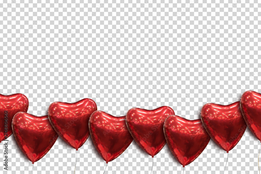 Vector realistic isolated seamless pattern of Heart Balloons for ...