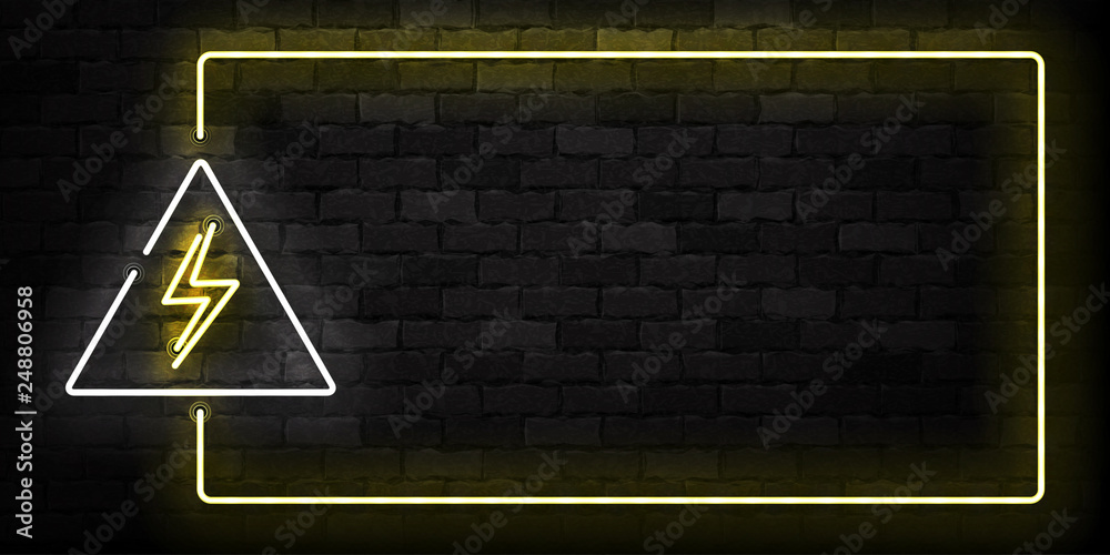 Vector realistic isolated neon sign of Electricity frame logo for ...