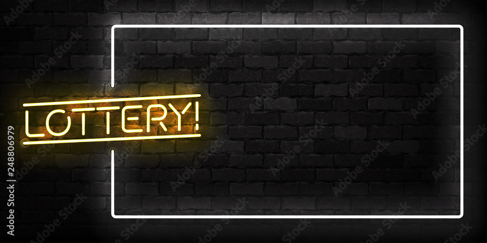 Vector realistic isolated neon sign of Lottery frame logo for template ...