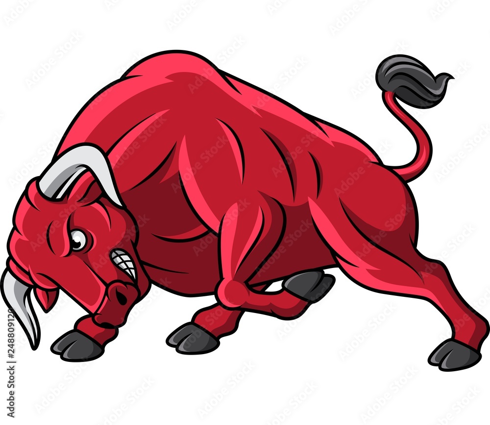 Cartoon red bull attack Stock Vector | Adobe Stock