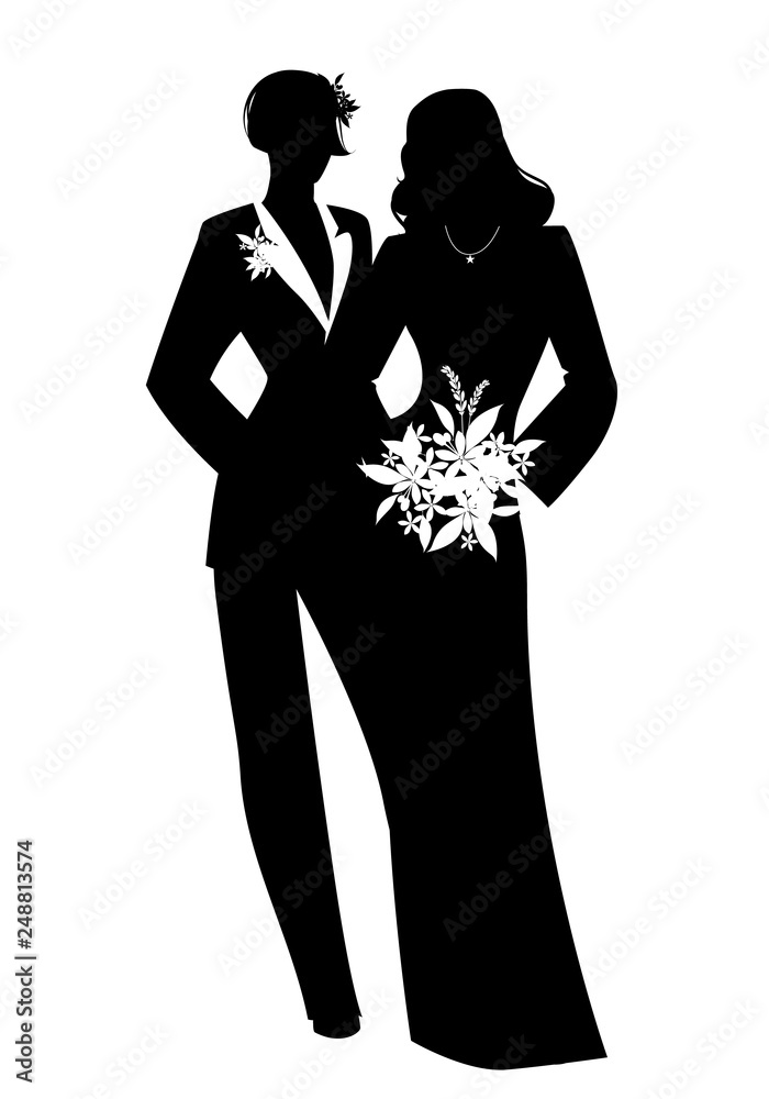 Two Women Getting Married Clipart