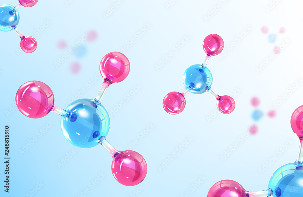 Vector illustration of transparent molecule model. Science or medical ...