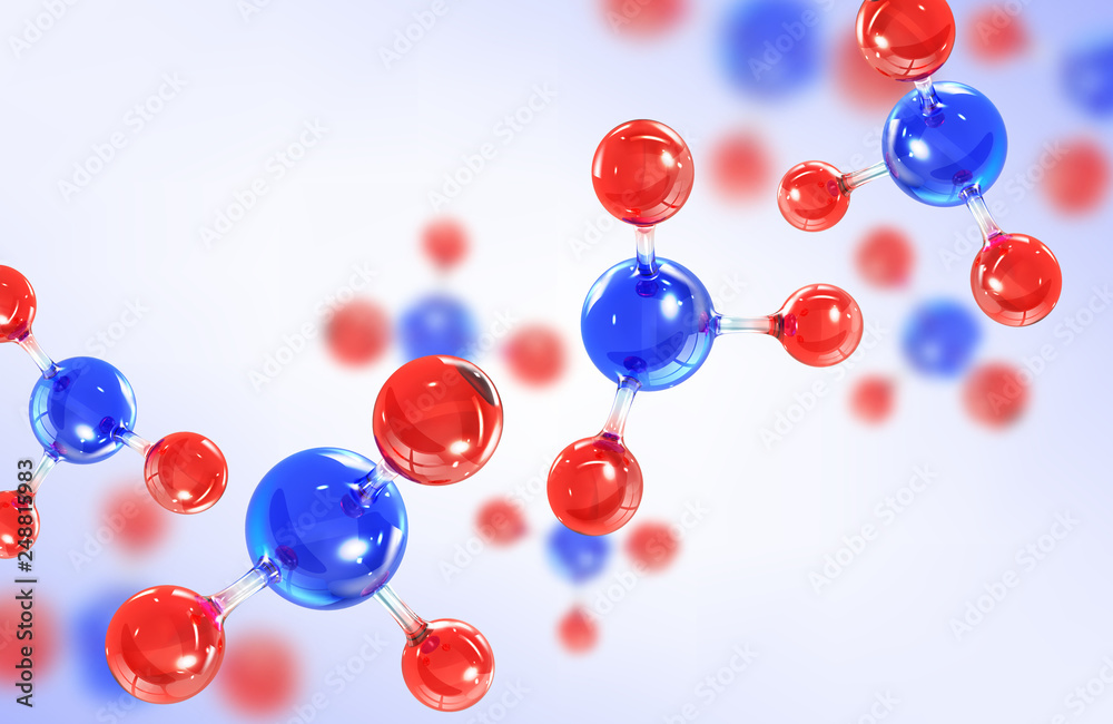 Vector illustration of transparent molecule model. Science or medical ...