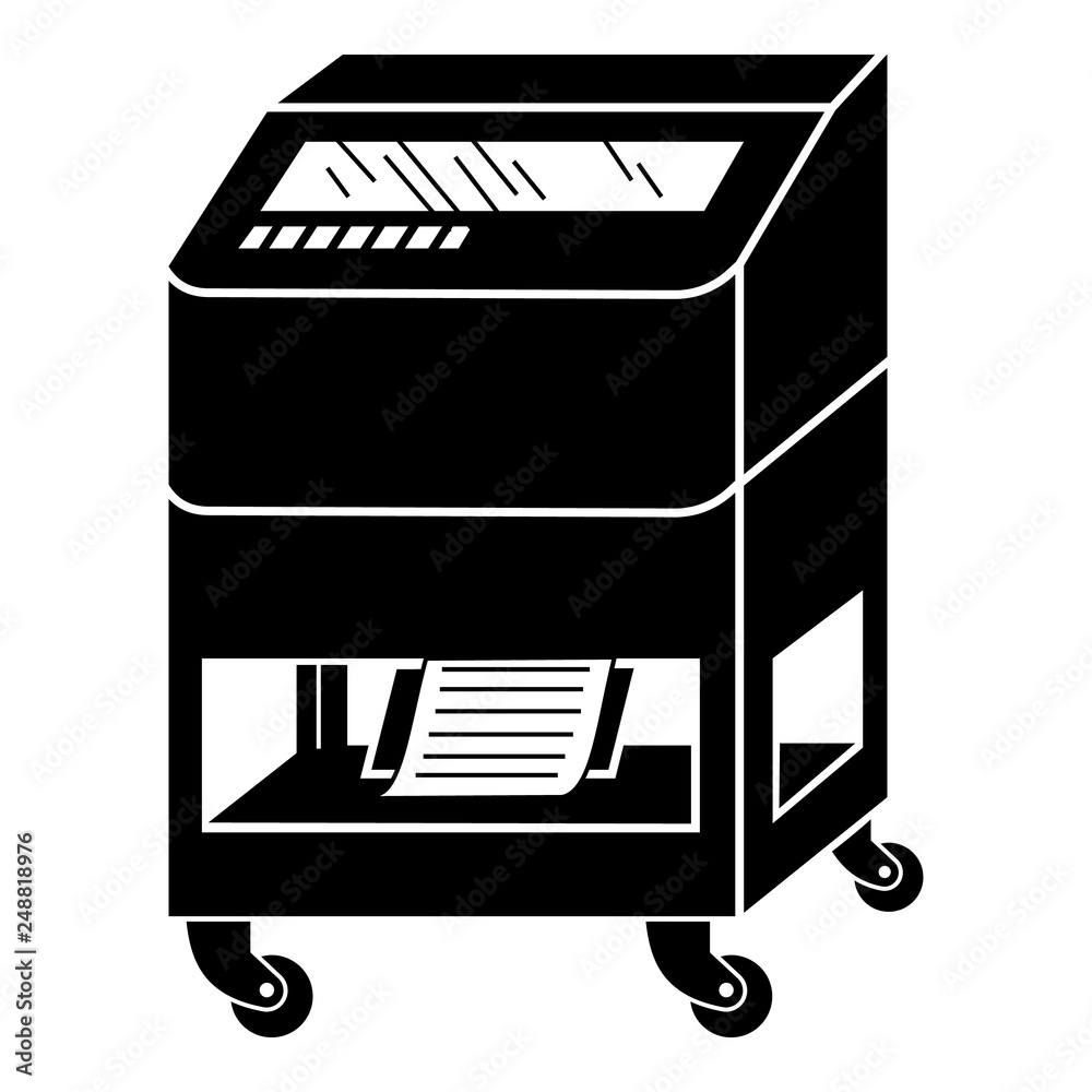 Wheeled office printer icon. Simple illustration of wheeled office ...