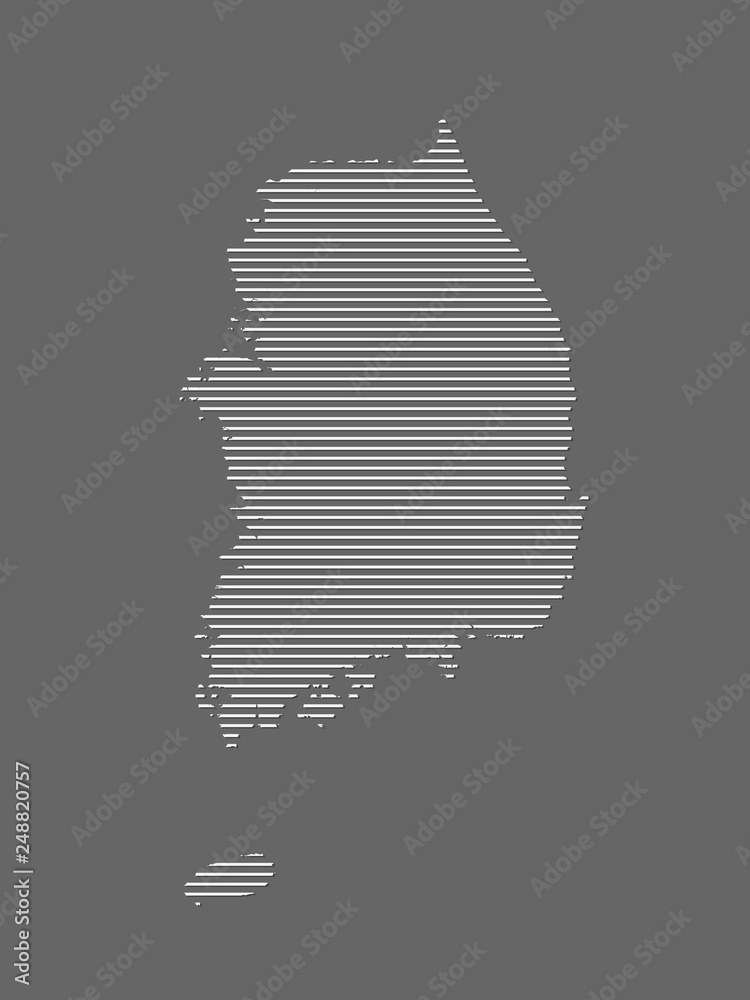 South Korea map vector using white straight lines on black background ...