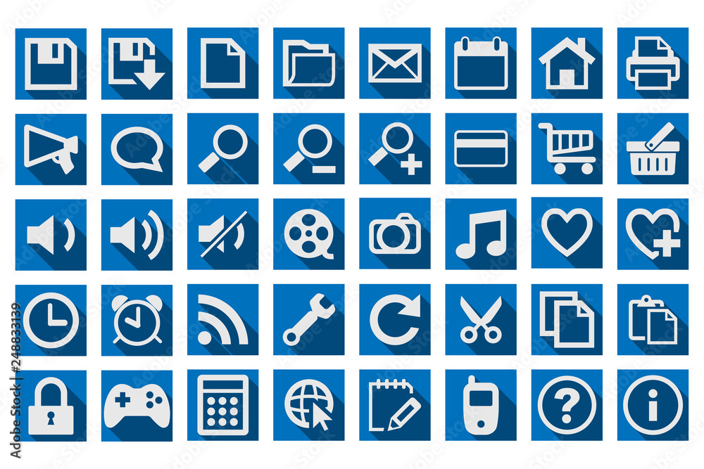 Iconos azules para aplicaciones. Stock Vector | Adobe Stock