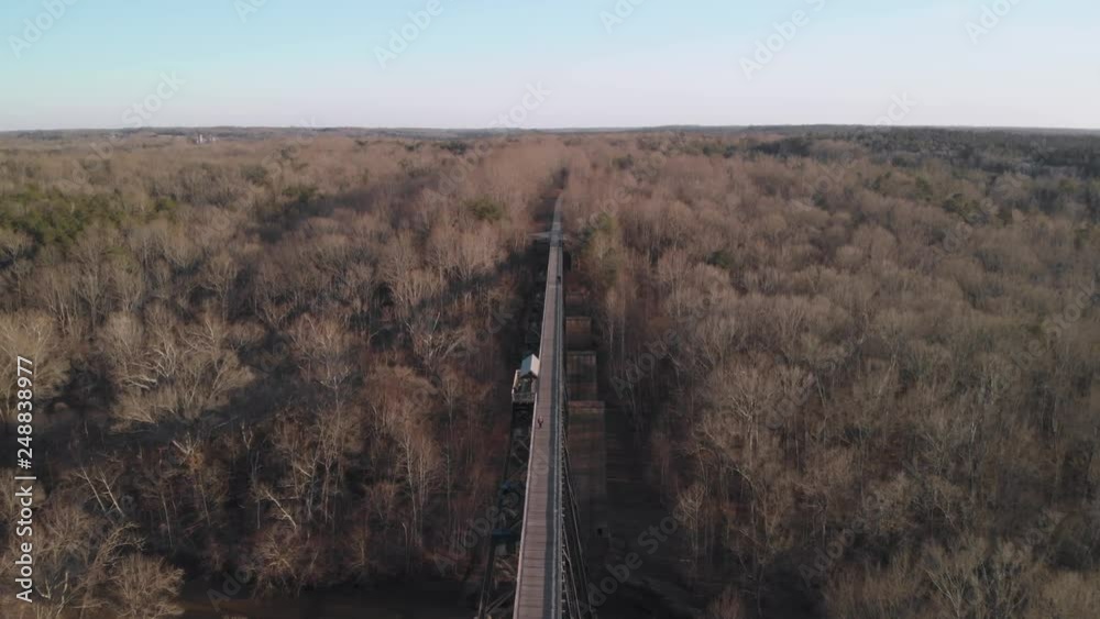 Flying over High Bridge Trail, a reconstructed Civil War erailroad ...