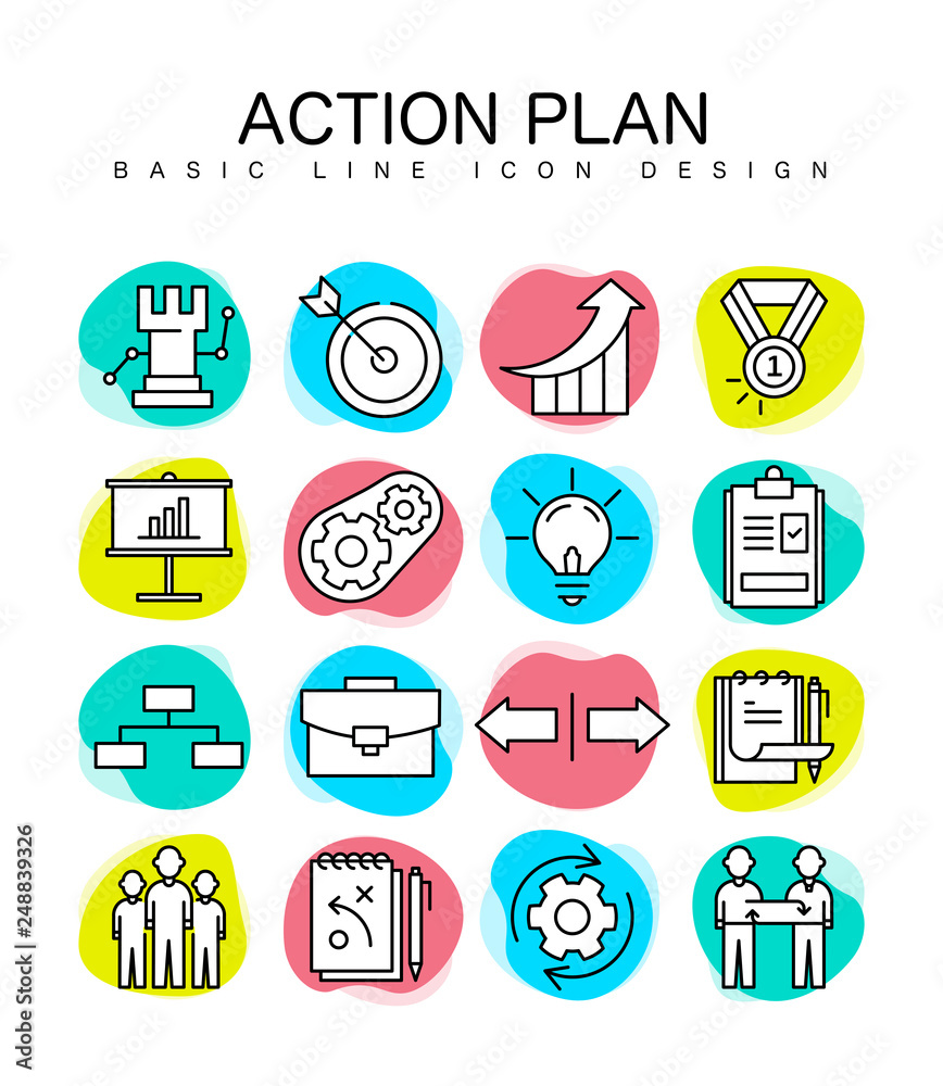 ACTION PLAN ICON SET Stock Vector | Adobe Stock