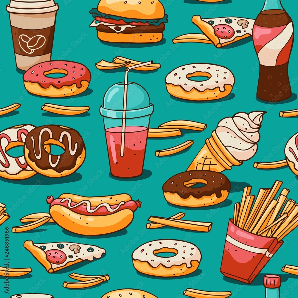 Cartoon Junk Food Collage