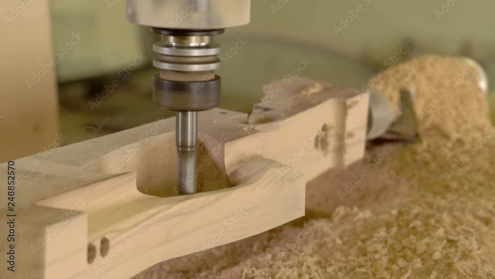 process of manufacturing wooden handle for weapons on milling machine ...