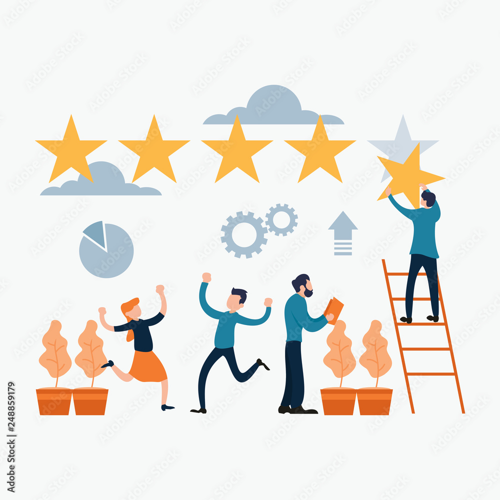 vector illustration Reputation management team working together flat ...