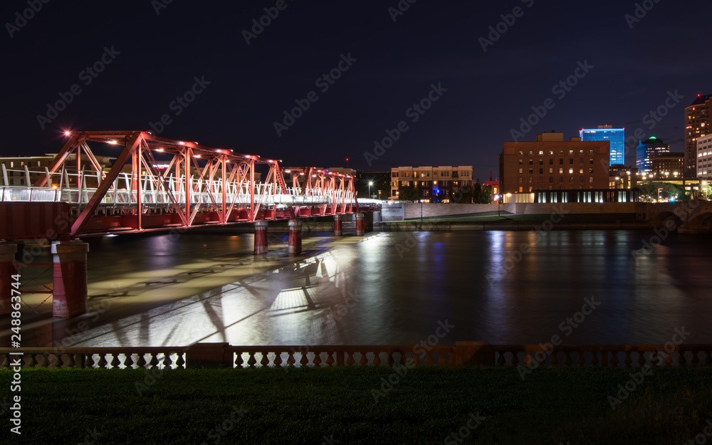 Union Railway Bridge, Des Moine, Iowa at Night Stock Photo | Adobe Stock