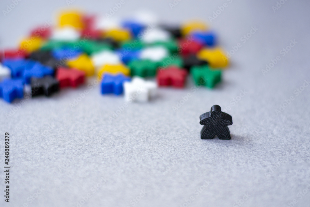 Groups of colorful meeples isolated on gray background. Small figures ...
