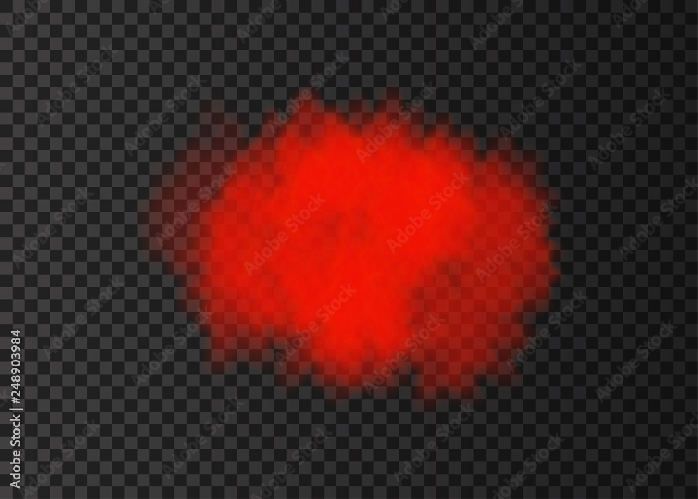 Red smoke cloud isolated on transparent background. Stock Vector ...