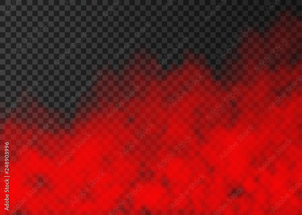 Red smoke isolated on transparent background. Stock Vector | Adobe Stock