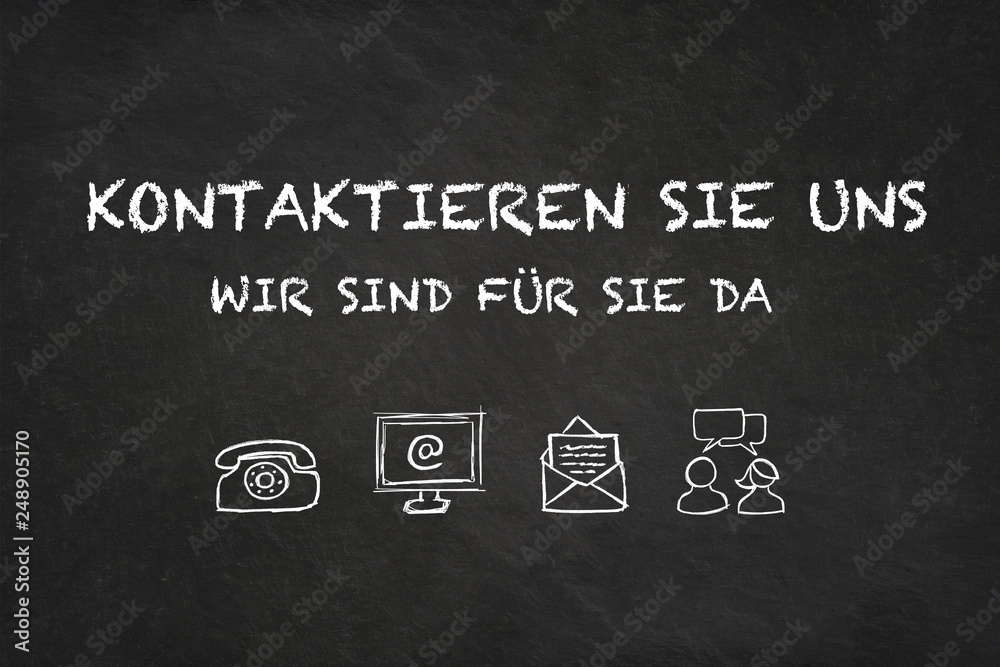 "Kontaktieren Sie uns. Wir sind für sie da" und Kontakt Icons mit ...