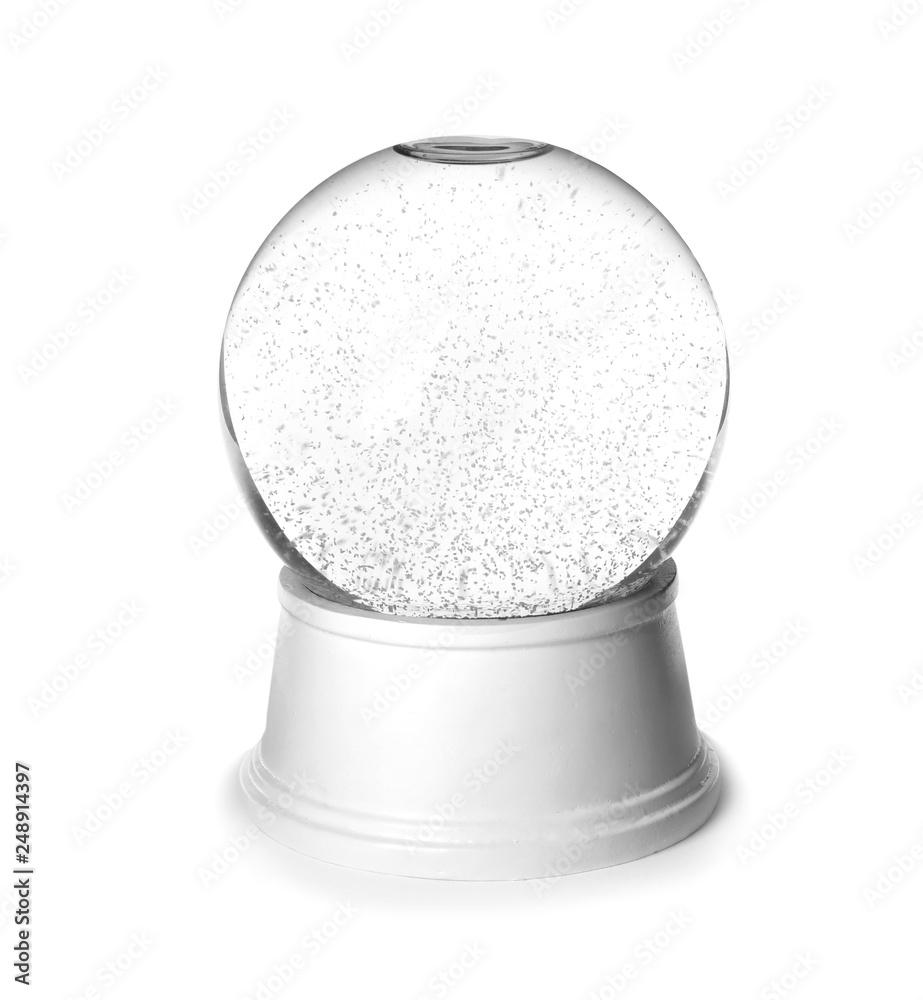Magical empty snow globe isolated on white Stock Photo | Adobe Stock