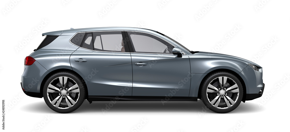 Compact silver SUV - side view Stock Illustration | Adobe Stock