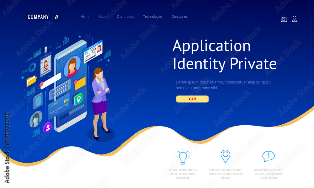 Isometric Personal Data Information App, Identity Private Concept ...