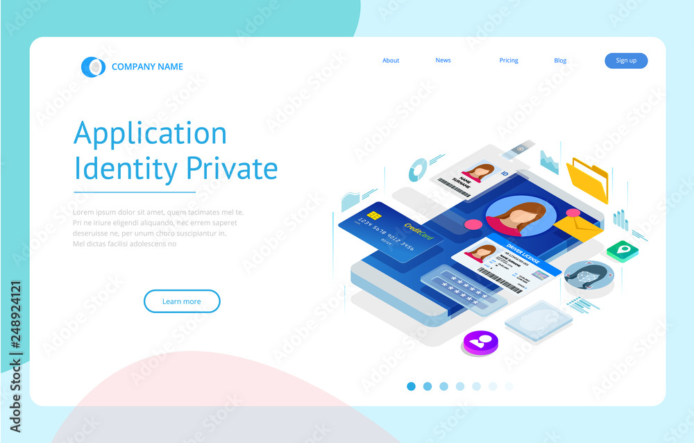 Isometric Personal Data Information App, Identity Private Concept ...