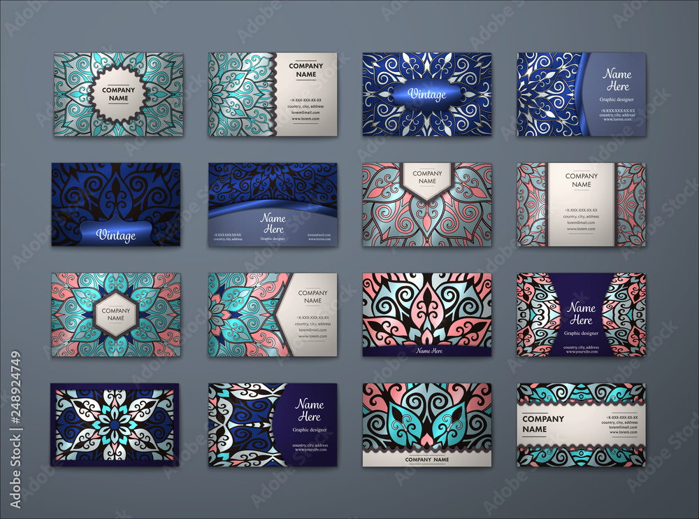 Vector vintage business cards big set.. Stock Vector | Adobe Stock