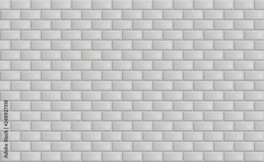 Simple grey ceramic mosaic tiles texture background. White metro tiles ...