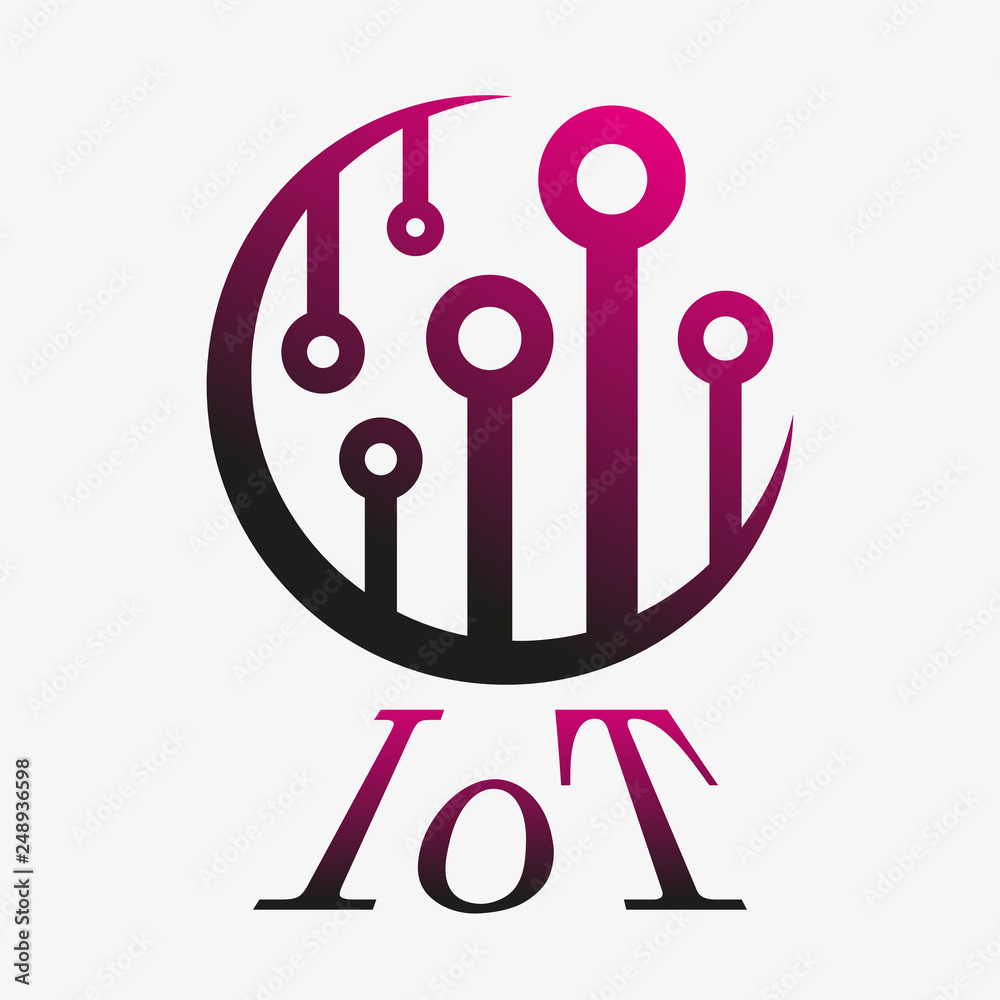 Simple icon to represent the Internet of Things IoT concept. A network ...