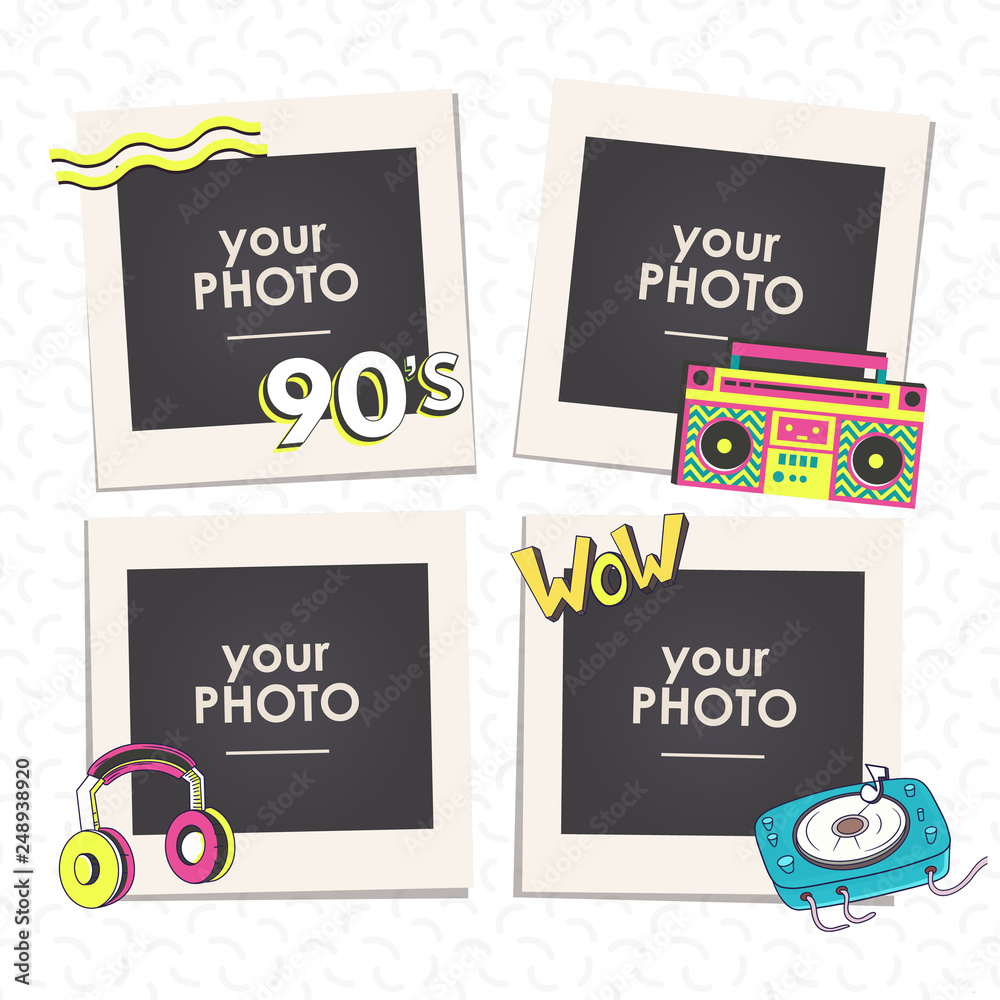 Cartoon Art Styles. Template frames back to 90 vector illustration ...