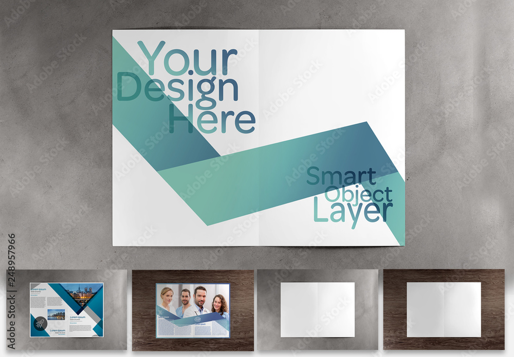 Brochure Mockup with Various Background Stock Template | Adobe Stock
